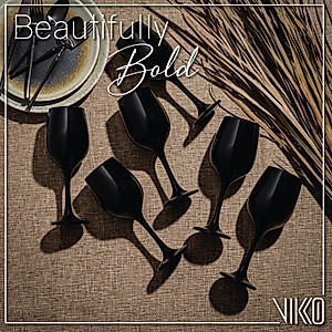 Vikko Décor Black Wine Glasses: 11 Oz Fancy Wine Glasses With Stem For Red And White Wine- Thick And Durable Wine Glass- Dishwasher Safe - Great For Wine Tasting- Set Of 6 Decorative Goblets