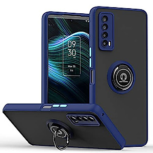 Lokyoo Shockproof Case for TCL Stylus 5G 2022, with 2 Pack Tempered Glass Screen Protector, Military Grade Phone Cover with Support Magnetic Car Holder Metal kicktand for TCL Stylus 5G-Blue