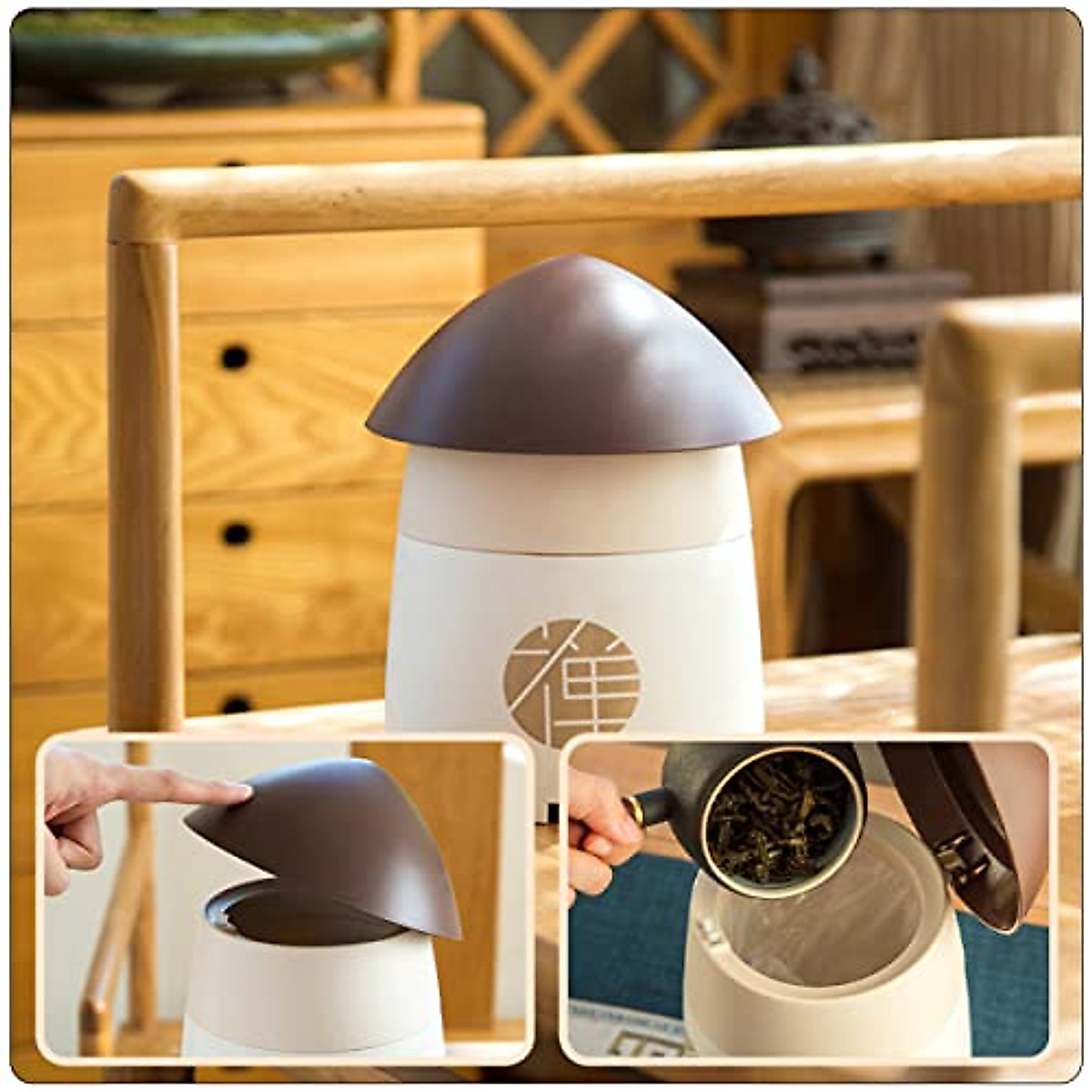 NUOBESTY Bedroom pc Waste Lid Cartoon Shaped Household Bathroom Convenient Trash Cover Can Room Container Push Mushroom Style Push- Paper Living Practical Mini Plastic Home Plastic Bins Plastic Bins