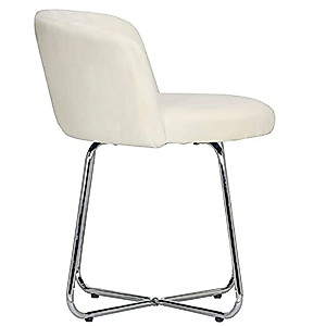 Hillsdale, Marisol Round Metal and Upholstered Vanity Stool with Scoop Back for Makeup Room or Bathroom, Off-White