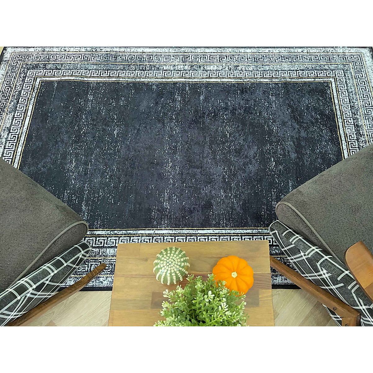 AK RUGS Modern Machine Washable Printed Area Rug Gloria Collection Living Room Bedroom Rug (Charcoal, 6' x 9')