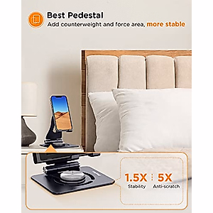 EasyAcc Phone Stand, Newly 3 in 1 Adjustable Cell Phone Stand, 2023 Aluminum Stable iPhone iPad Stand Dock, Foldable Desktop Phone Holder for iPhone 14 13 12 11 XR, Tablet (7-10.7"), Nintendo Switch