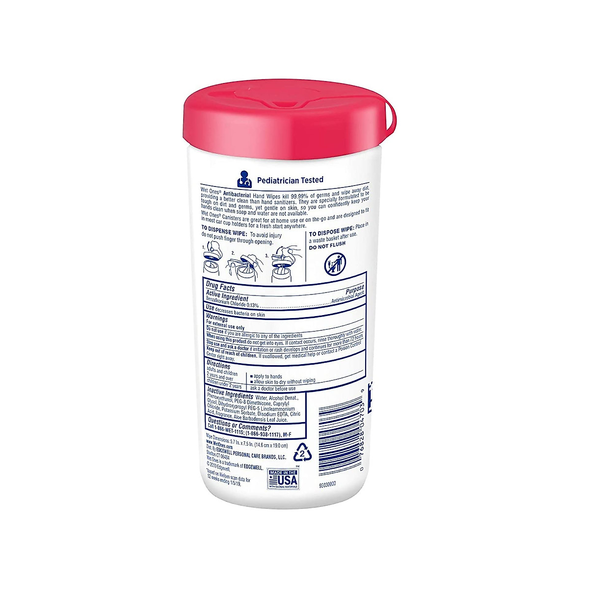 Wet Ones Antibacterial Hands & Face Wipes Fresh Scent 40 Count Canister (Pack of 4)