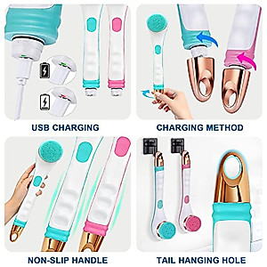 Back Scrubber Shower Exfoliating Electric Back Washer Shower Loofah Silicone Dry Brushing Body Brush Rechargeable Power Men Women Foot Skin Care Exfoliator Bath Brushes for Showering