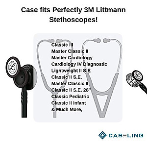 caseling Hard Case fits Stethoscope 3M Classic III/Lightweight II S.E/Cardiology IV Diagnostic. (Case Only) (EVA Black)