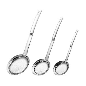 Hvanam Sieve Fine Mesh Strainer Set Stainless Steel Metal Flat Cooking Skimmer Ladle Colander With Handle Food Strainer Kitchen Tools For Kitchen Baking Oil Filter Flour Sifter Foam,L M Small 3Pack
