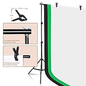 Walk Fly 7x10FT Muslin Backdrop Screen Kit, Photography Continuous Lighting and Collapsible Backdrop Stand Set, Background Support System with 20" x 27" Softbox Light for Photo Video Studio Shooting