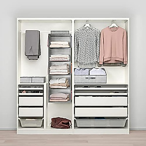 Criusia 2 Pack Hanging Closet Organizer 5 Shelves, Foldable Closet Organizers and Storage with 6 Side Pockets, Hanging Organizer for Closet Organization and Storage,Grey