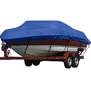 Seamander Heavy Duty Polyester Boat Cover, Solution-dyed Yarn Marine Grade,Waterproof Fits Bass Boat, V-Hull Tri-Hull Boat,Fish & Ski Boat, Runabout Bowrider Boat, 17' 18' 19' Length