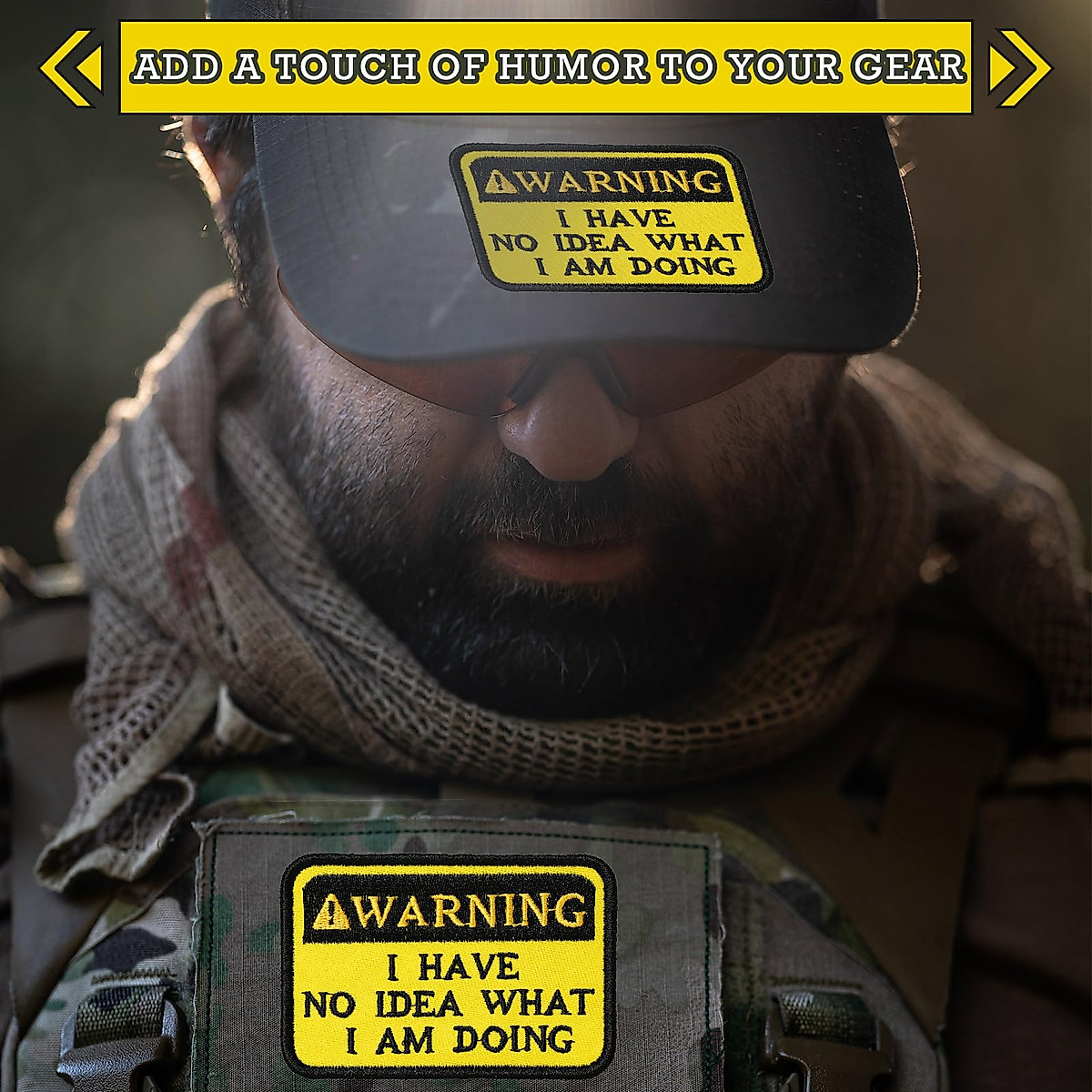 XMJY Funny Hook and Loop Patch - Warning I Have No Idea What I Am Doing, 1 Pc Embroidered Patches for Tactical Backpack, Dog Harnesses, Army Vests, Jackets, Jeans, Hats, Helmets