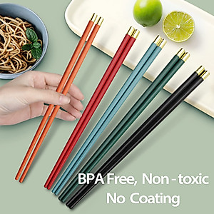 5 Pairs Chopsticks Premium Reusable Dishwasher Safe, 9.6 inch/24.3cm Chopsticks, Matte Non-Slip Chopsticks, Chinese Style Japanese Korean Chop Sticks for Food & Cooking, Dome-Dark Colorful