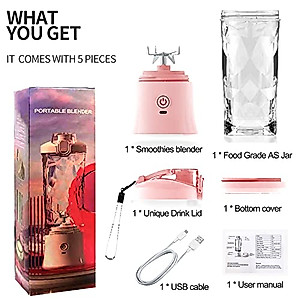 20oz Portable Blender Large Capacity Travel Juice Cup,Smoothies and Shakes Blender, Baby Food Crush Ice Frozen Mixing with 6 Blades 4000mAh Rechargeable Battery,for Home, Travel, Office (Light Blue)