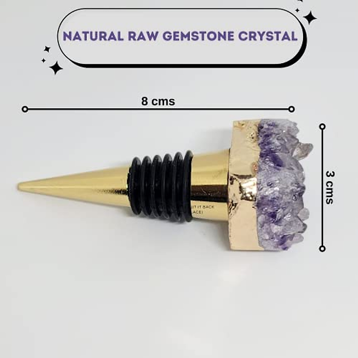 Natural Crystal Wine Bottle Stoppers Gemstone Bottle Stopper With Gift Box for Wedding & Parties (Amethyst Purple)