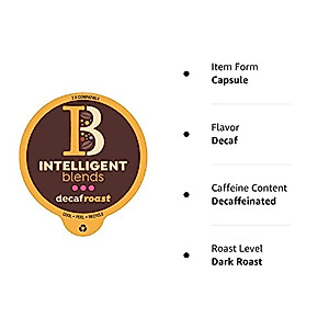 Intelligent Blends Dark Roast Decaf Coffee Pods, 100ct. Solar Energy Produced Recyclable Single Serve Swiss Water Processed Decaf Coffee Pods - 100% Arabica Coffee California Roasted, KCup Compatible