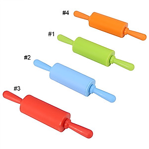 Non-Stick Silicone Rolling Pin Dough Rollers for Baking and Rolling Dough with Wooden Handle for Home Kitchen Children Cake 9 Inch(Red)