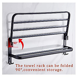 -Shelf Balcony Bathroom Bath Towel Rack with Shelf Balcony Bathroom for Bathroom Wall Mounted Foldable Towel Holder,Towel Bar Shower Organizer,Heavy-Duty Rustproof/40Cm(15.7Inch)