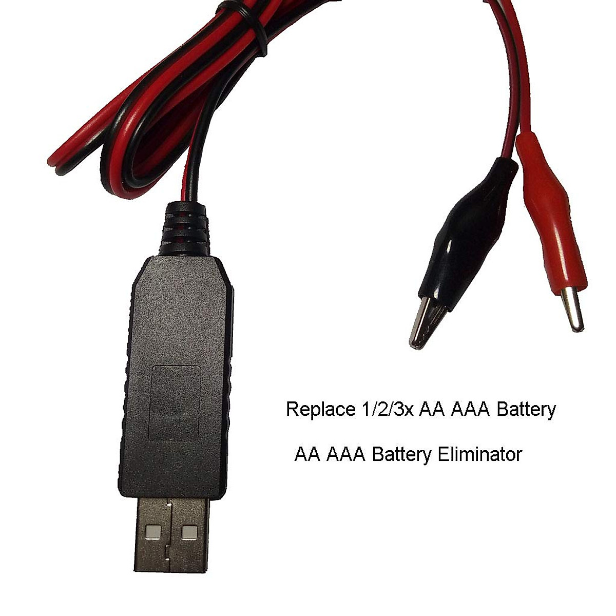 Seaskyer AA AAA Battery Eliminator USB 5V to 1.5V/3V/4.5V Step-Down Cable for Clocks Toys (1.5V)