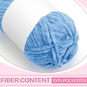 Timgle 12 Skeins Soft Chenille Yarn Multi Colors Velvet Yarn Thick Soft Blanket Plush Yarn for DIY Craft Knitting and Crocheting Total Length 12 x 145 M (12 x 159 Yards, 12 x 100 G)