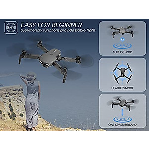 NEHEME NH525 Foldable Drones with 1080P HD Camera for Adults, RC Quadcopter WiFi FPV Live Video, Altitude Hold, Headless Mode, One Key Take Off for Kids or Beginners with 2 Batteries, Upgraded Version