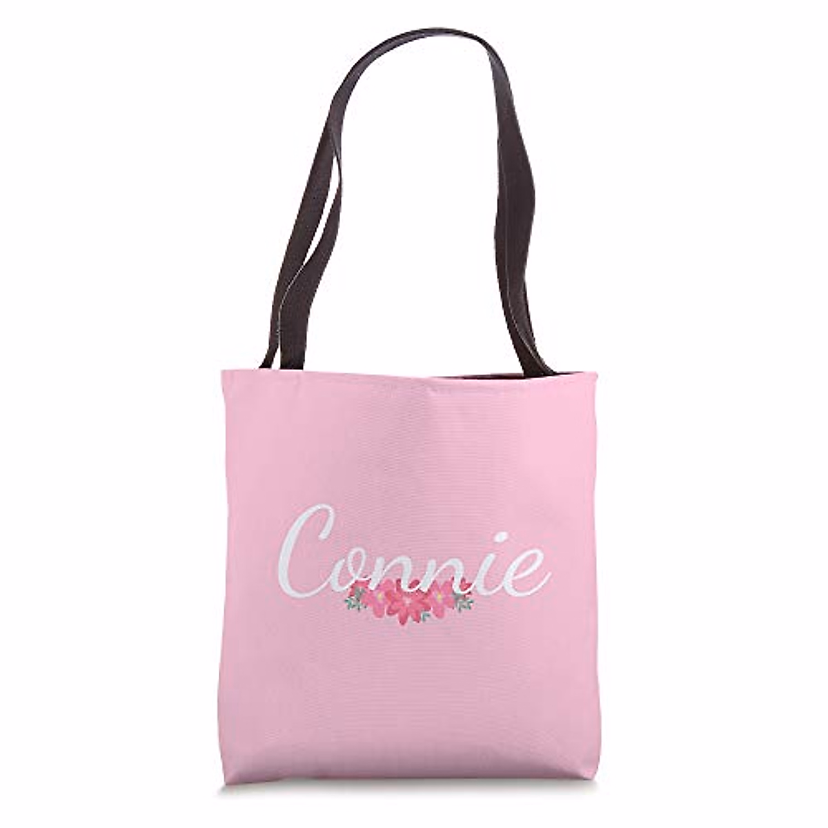 Custom Connie Gift Personalized Name Flowers Floral Pink Tote Bag