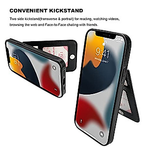 KIHUWEY Compatible with iPhone 13 Pro Case Wallet with Credit Card Holder, Premium Leather Magnetic Clasp Kickstand Heavy Duty Protective Cover for iPhone 13 Pro 6.1 inch(Black)