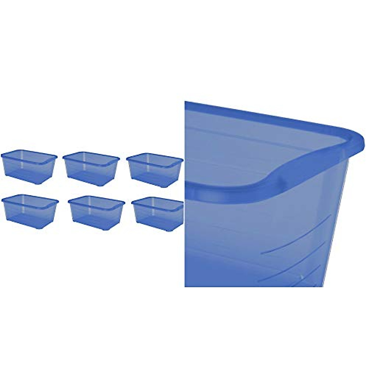 3182-5.5 Quart Rectangular Blue Plastic Storage Box (Pack of 6) – QQ16