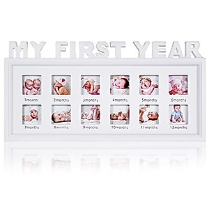 Homaisson Newborn Baby Picture Frame, My First Year Newborn Keepsake Frame 12 Months, Photo Frame for Memories