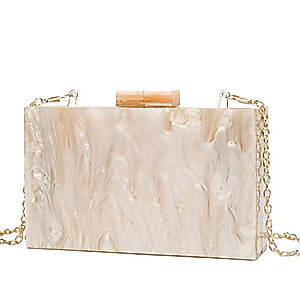 Acrylic Clutch Purses for women Perspex Bag Box Clutch Evening Crossbody Handbags (APRICOT)