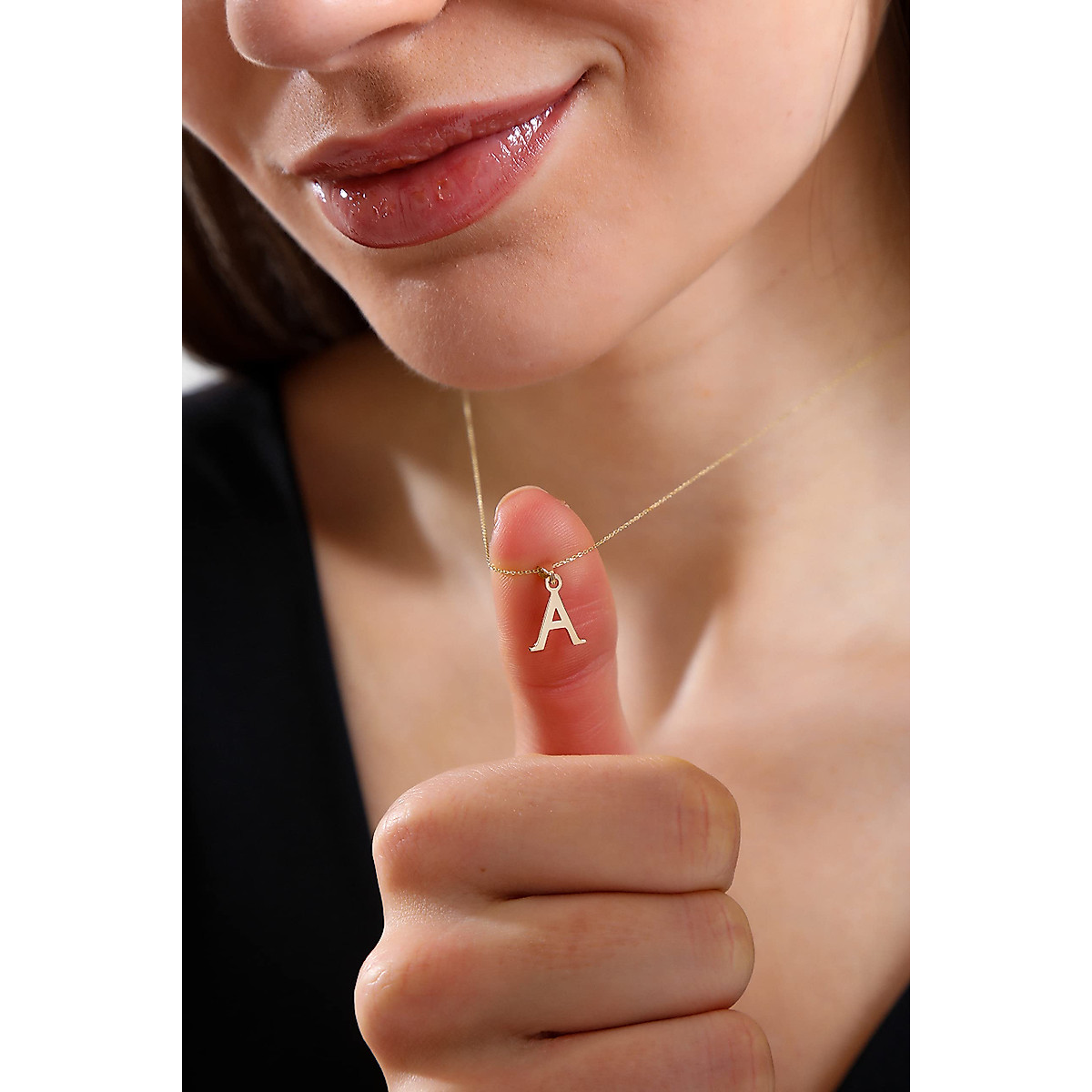 Wish Carat 100% 14k Real Gold Necklace for Women | Dainty Charm Alphabet Name Letter Initial Necklaces for Women | Custom Pendant Jewelry for Her | Birthday Gifts for Women | 18''