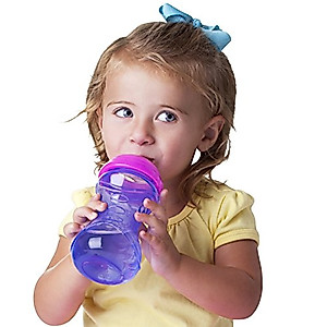 Nuby 2-Pack No-Spill Easy Grip Clik-It Cups, 10 Ounce, Colors May Vary