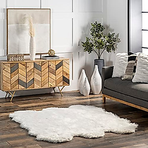 NuLOOM Deonna Faux Sheepskin Shag Area Rug, 5' 3" x 6', White