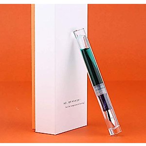 Lanxivi Majohn C1 Fountain Pen Fine Nib Clear Transparent Acrylic Resin, Mini Pocket Pen, Eyedropper,Cartridges and Converter Filling