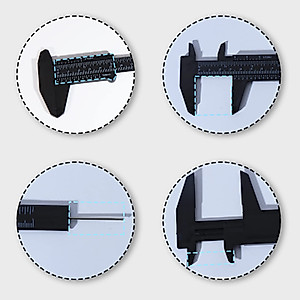 6 Inch/ 150 mm Eyebrow Measuring Ruler, Brow Mapping Ruler Tool, Mini Vernier Caliper Double Scale Plastic Ruler for Eyebrow Tattoo Brow Artists Makeup 5PCS(Black)