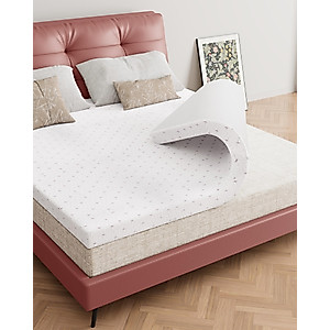 Ferlizer 3" [King] Mattress Topper, Memory Foam Mattress Topper King with Ultra Soft Cover & Corner Straps, Lavender Infused, CertiPUR-US Certified