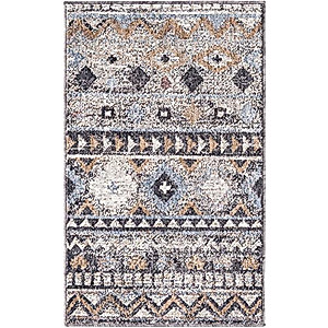 Unique Loom Eco Southwestern Collection Area Rug - Tubac (Rectangular 2' 0" x 3' 0", Khaki Gray/Black)