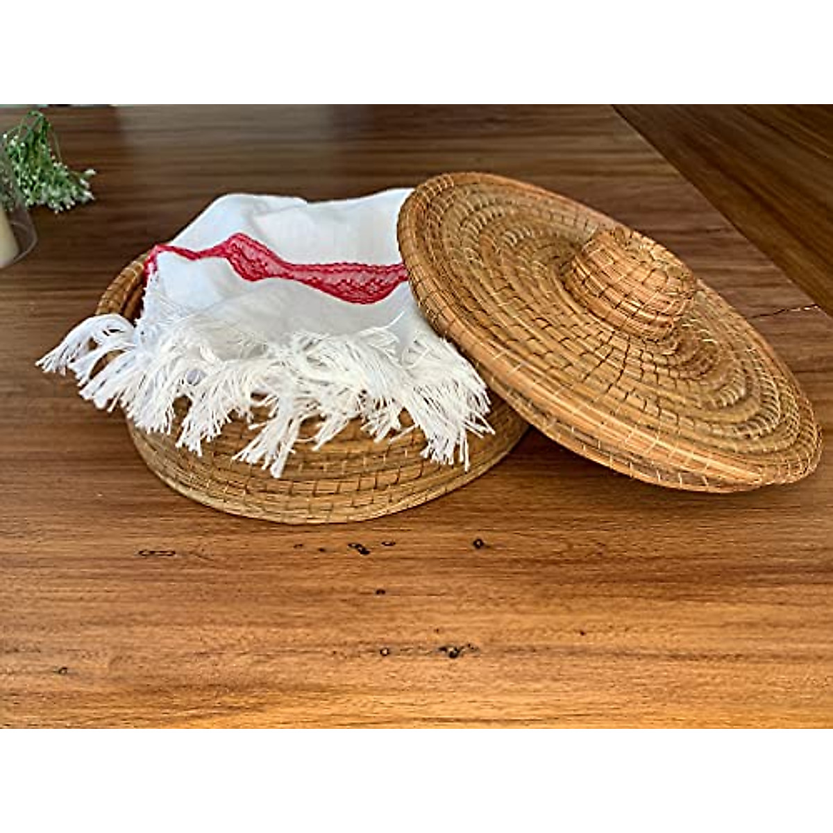 JOSE ARTESANO Pine Needle Tortilla Warmer (Ocoxal), 9.8 IN x 9.8 IN, Rustic Tortillero, Natural Brown, Handcrafted In Mexico, 100% Sustainable, Organic And Vegan, (Natural w cloth)