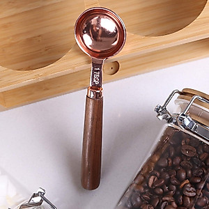 KKC HOME ACCENTS Coffee Scoop for Ground Coffee 1 Tablespoon,Tea Scoop for Loose Tea,Wood Long Handle Coffee Bean Scoop, Long Handle Coffee Measuring Spoon,Gold,1 tbsp,6.7 inch