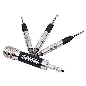 Luckyway 4-Piece Quick Change Drill and Drive Set Including 1pc 15/64 inch(#6), 1pc 5/16 inch(#8), 1pc 3/8 inch(#10) Wood Countersink Drill Bit and 1pc Quick Change Drill Flip Drive Unit
