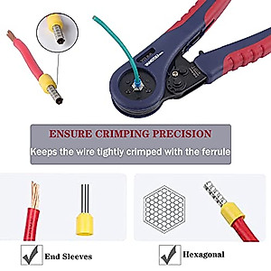 Yangoutool Ferrule Crimping tool YG6-6 Awg28-10 Hexagonal Increasing Conductive Area Unique Compact Design Wire Ferrell Crimper for Wiring Cable Insulated End-Sleeves Assortment Connectors Terminal