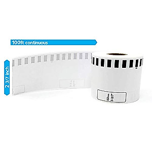 Buhbo Compatible Refill Replacement Label for Brother DK-2205 2-3/7" x 100 ft Continuous Paper Tape (8 Pack)