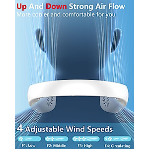 Neck Fan with Mist Spray, Portable Neck Fans that Blow Cold Air,Folding Bladeless Personal Fan Mister,Quiet Headphones USB-C Rechargeable Battery Operated Cooling Mising Fan for Women Men Kids White