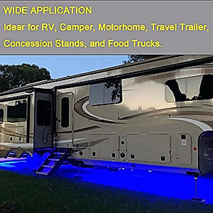 Dobertry Rv Underglow Led Light Kit, Underbody Accent Lighting for Camper Motorhome Travel Trailer Concession Stands Food Trucks, Rv Led Light Strip, Rv Awning Lighs, 5m(16.4ft), Dc 12v, Blue