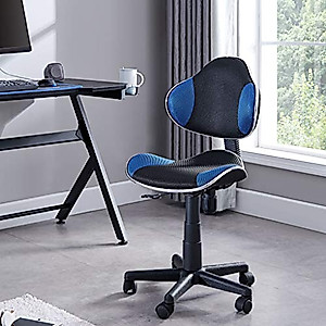 Home Office Low Back Computer Executive Chair by JJS, Ergonomic Mesh Chair with Extra Large Base and Pads, Black/Blue
