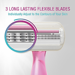 BIC Soleil Sensitive Women's Disposable Razors, 3 Blades With Moisture Strip For a Silky Smooth Shave, 3 Piece Razor Set
