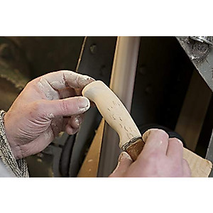 HELLE Knives - Jegermester - Fixed Blade - Men's Outdoor Knife for Hunting and Camping, Fixed Blade with Curly Birch Wood Handle, Scandi Grind, Sandvik 12C27 Stainless Steel, Leather Sheath