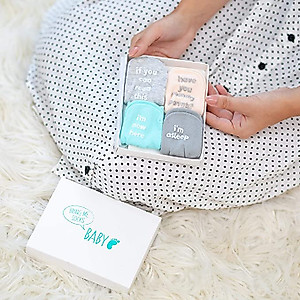 Baby Socks Gift Set - Unique Baby Shower or Newborn Gift - 4 Pairs of Cute Funny Quotes in Gift Box