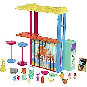 Barbie Loves The Ocean Beach Shack Playset with 18+ Accessories, Made from Recycled Plastics, Gift for 3 to 7 Year Olds