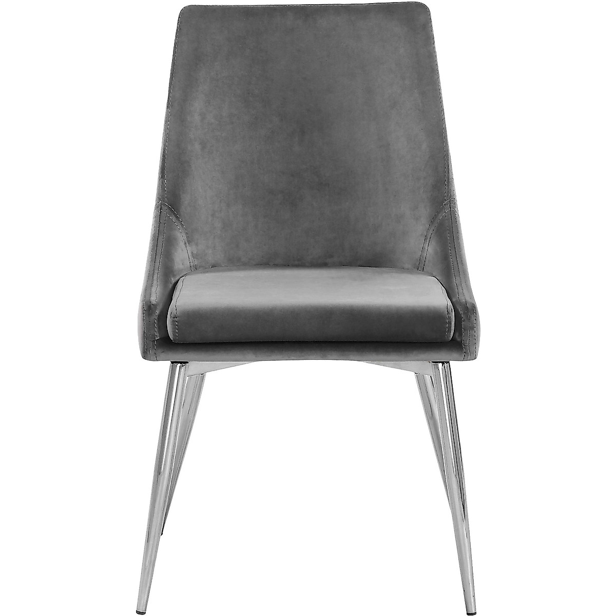 Meridian Furniture Karina Collection Modern | Contemporary Velvet Upholstered Dining Chair with Sturdy Metal Legs, Set of 2, 19.5" W x 21.5" D x 33.5" H, Grey