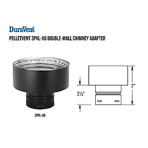 DuraVent 3PVL-X6 PelletVent Double-Wall Air-Insulated Pellet Stove Chimney Adapter with Stainless Steel Inner Wall and Galvalume Outer Wall, 6" Diameter