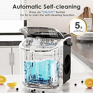 Ice Makers Countertop with Self-Cleaning, 26.5Lbs/24Hrs, 9 Cubes Ice Ready in 6~9Mins, Portable Ice Maker with Ice Scoop/Basket for Home/Kitchen/Office/Bar, Black